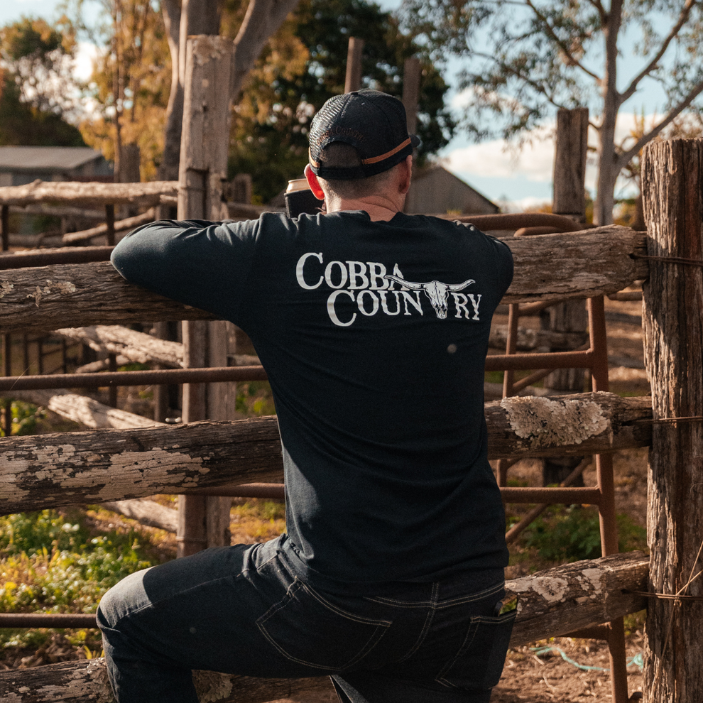 Men's Signature L/S Tee - Black & White – Cobba Country
